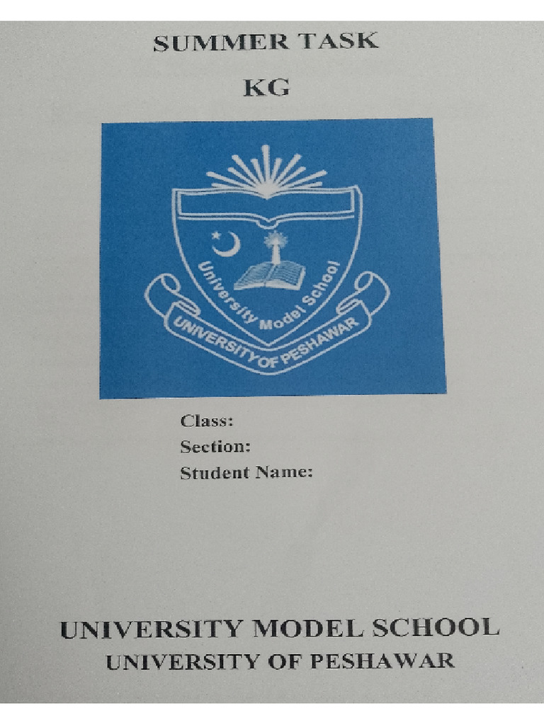 Class KG, Summer Task, 2025 | PDF