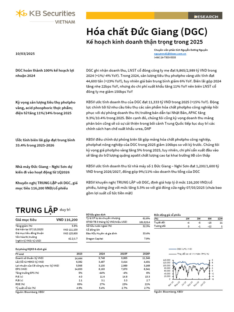 DGC Khuyen Nghi Trung Lap Voi Gia Muc Tieu 116 200 Dong Co Phieu 20250312144712 | PDF