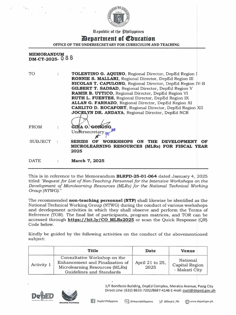 BLRPD 25-03-070 MLR Training | PDF