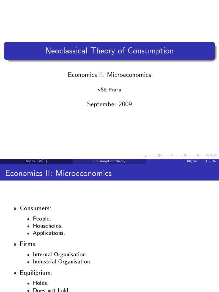 Neoclassical Theory of Consumption: Economics II: Microeconomics | PDF ...