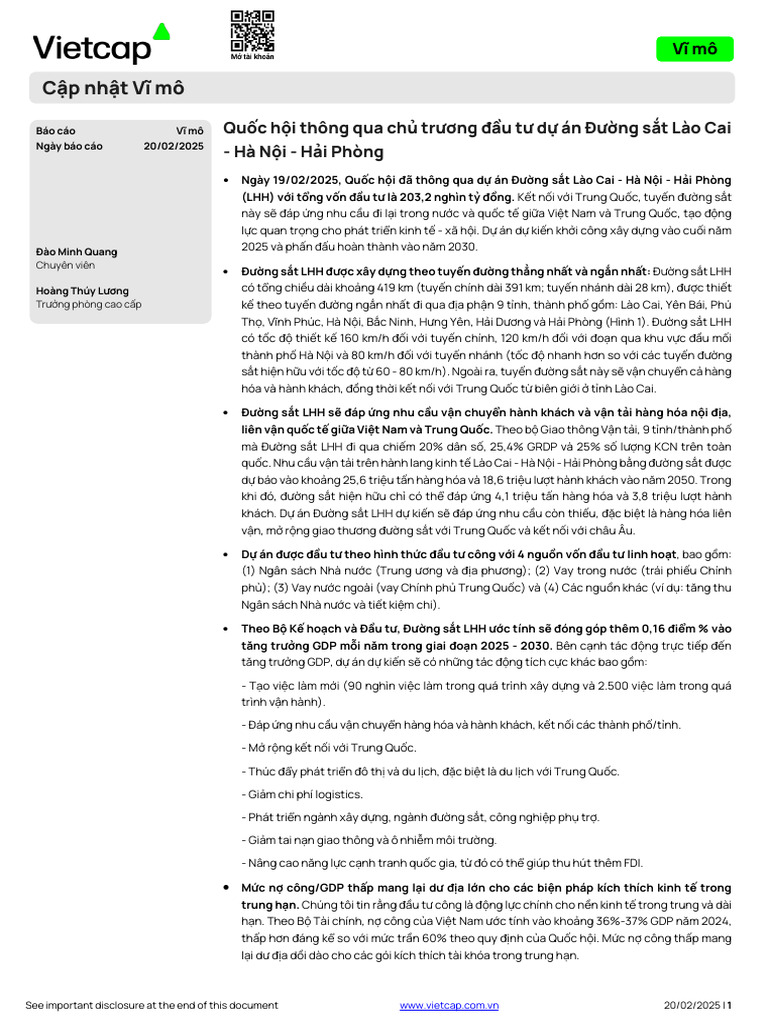 Quoc Hoi Thong Qua Chu Truong Au Tu Du An Uong Sat Lao Cai - Ha Noi ...