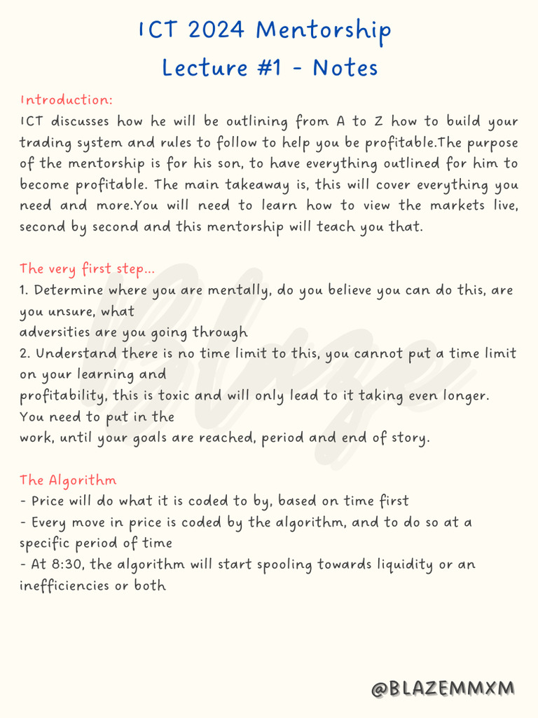 ICT 2024 Mentorship Lecture 1 Notes | PDF