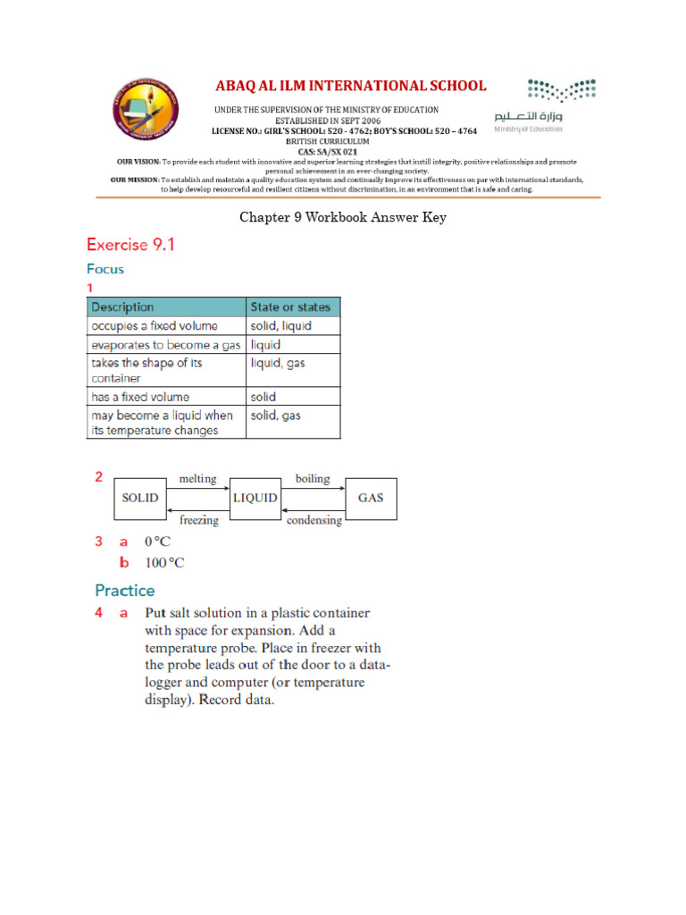 Chapter 9 Workbook Answer Key | PDF