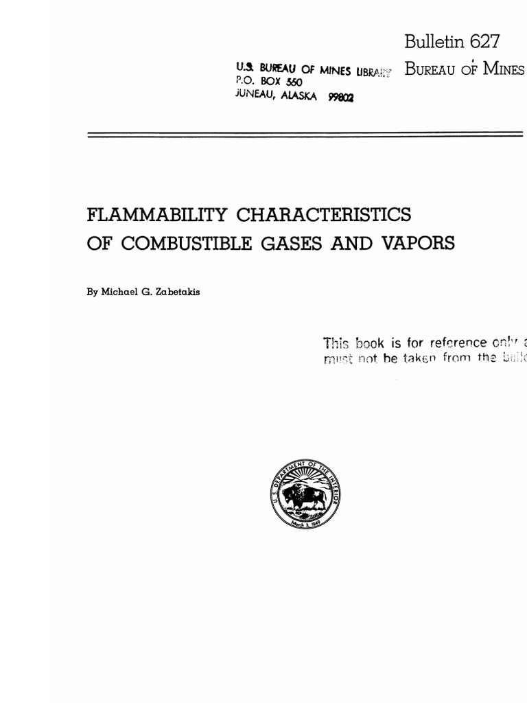 Flammability Characteristics of Combustible Gases and Vapors Usbm-627 ...