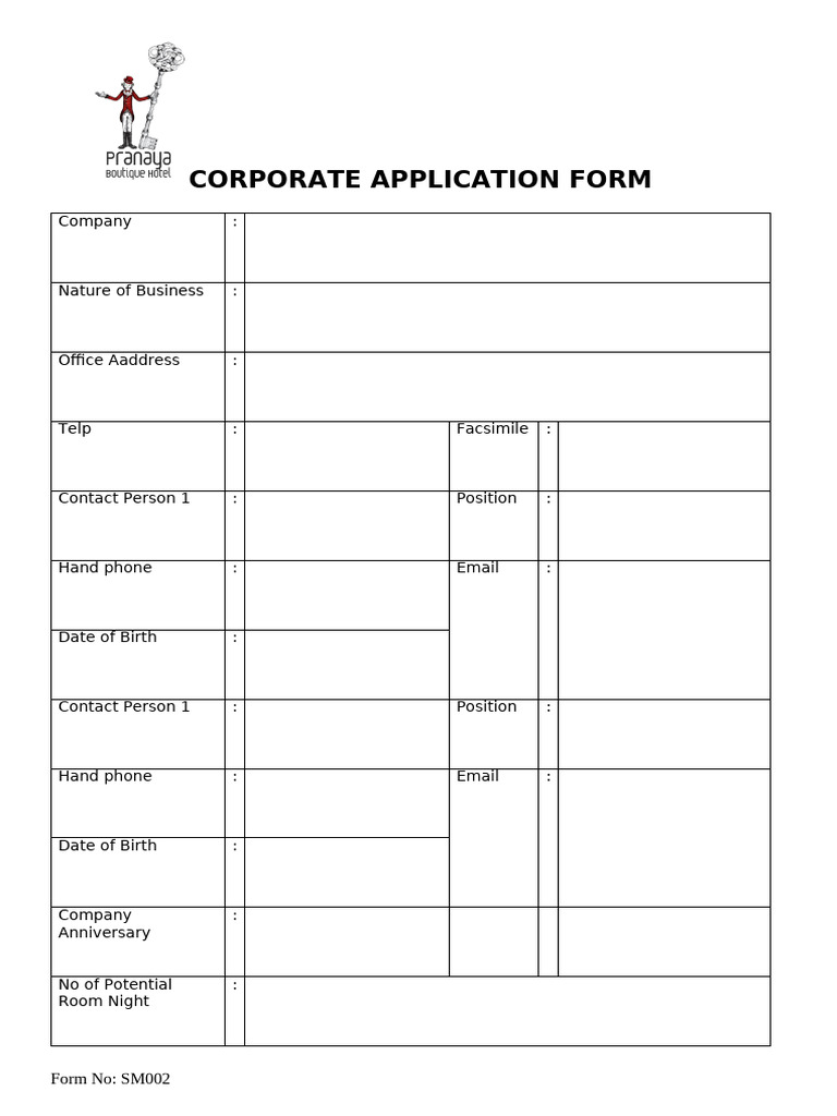 Corporate Rate Application Form | PDF