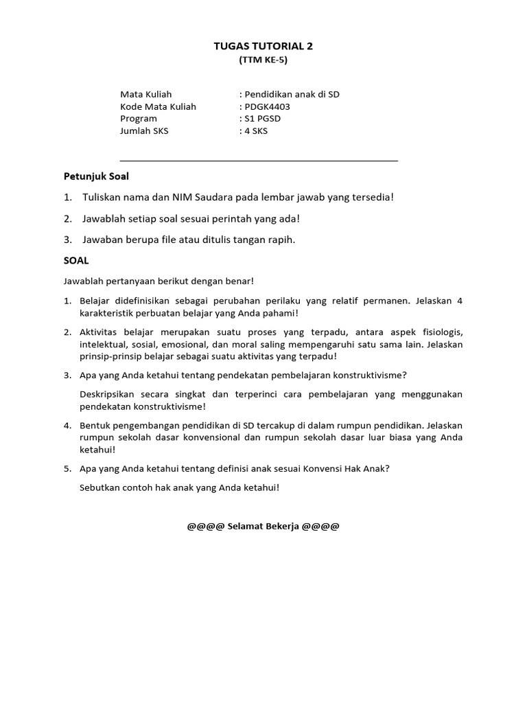 Tt2.12.Pendidikan Anak Di SD | PDF