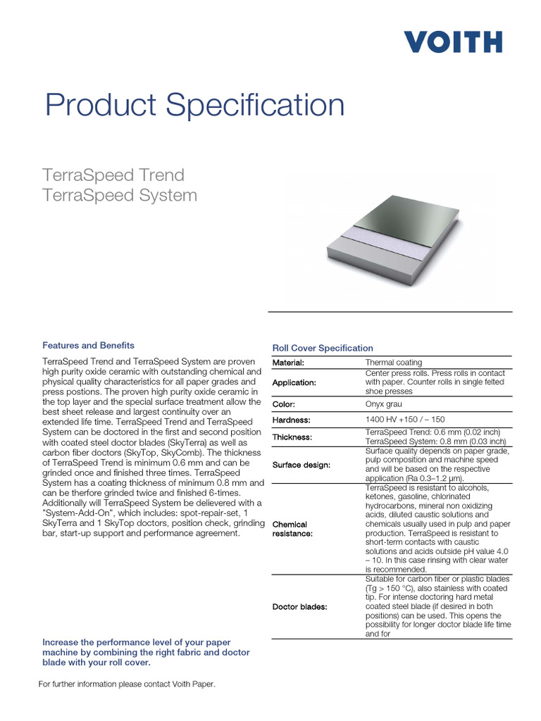 TerraSpeed Roll Cover Specifications | PDF | Paper | Corrosion
