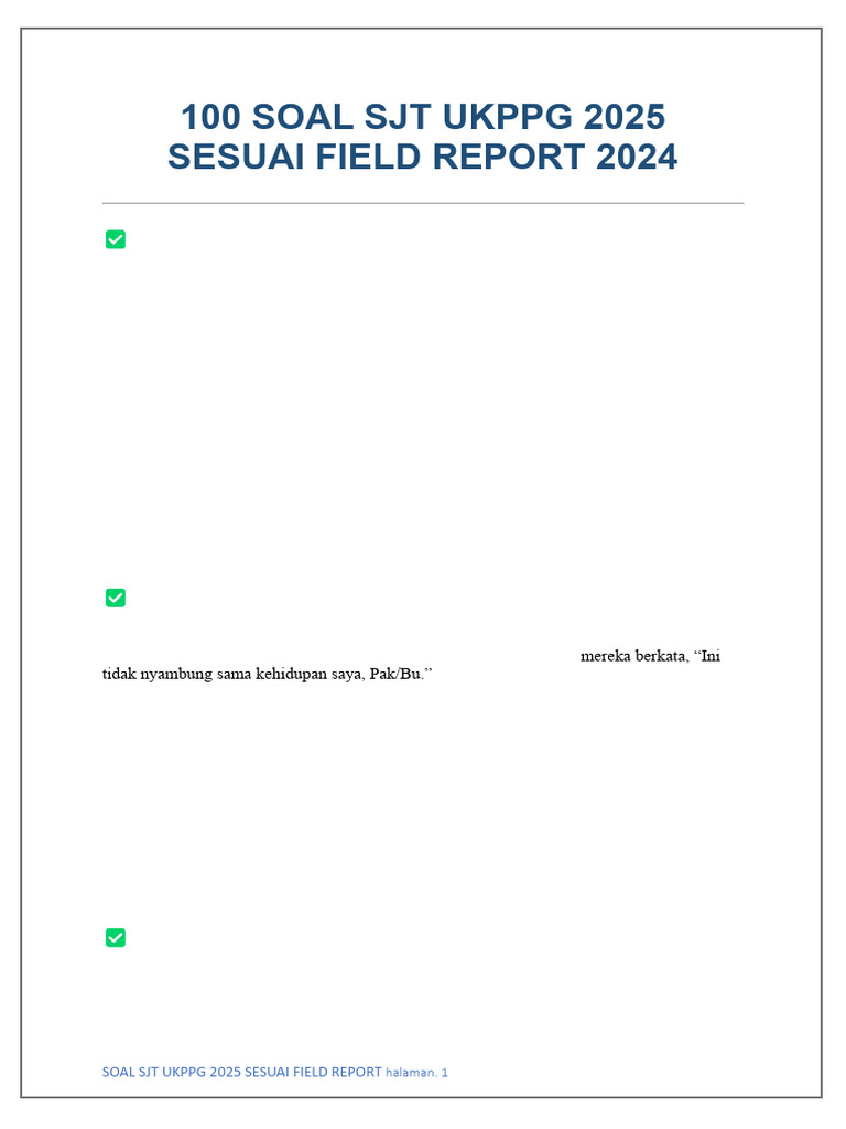 Kunci Jawaban & Soal SJT Ukppg 2025 | PDF