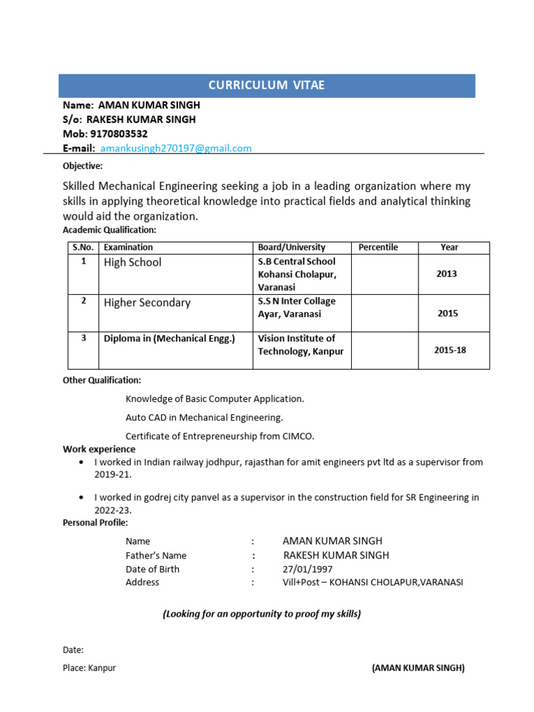 Aman Singh New CV New | PDF