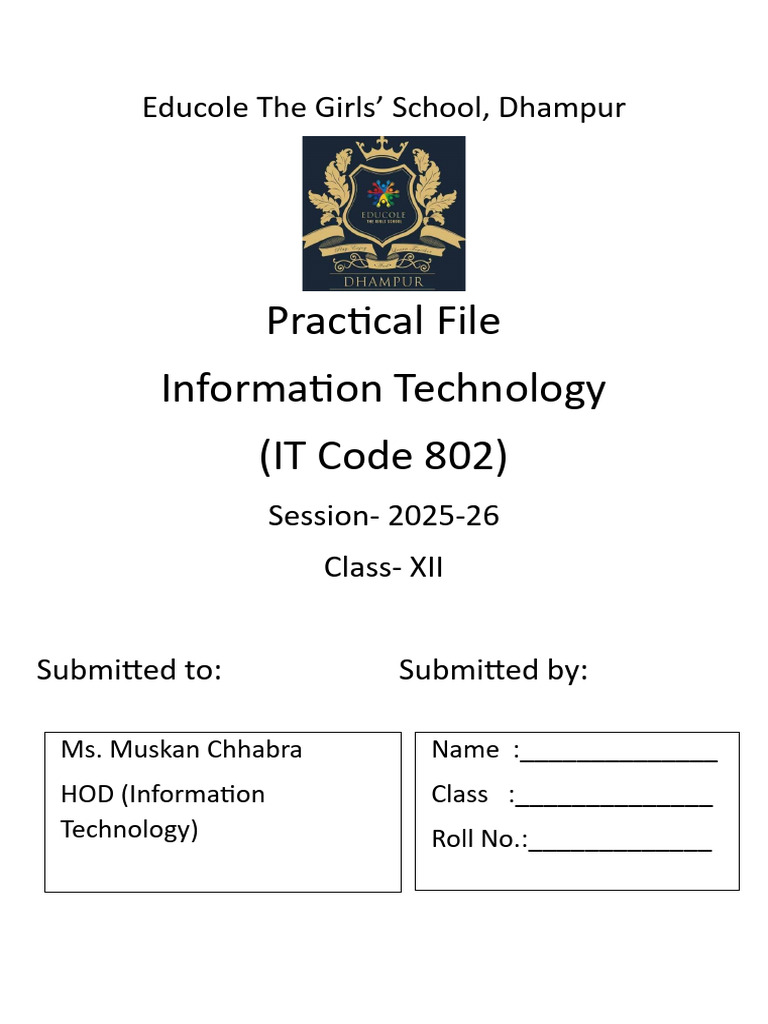 Practical File-Class XII | PDF | Integer (Computer Science) | Table (Database)