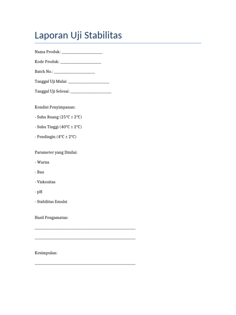 Laporan Uji Stabilitas | PDF