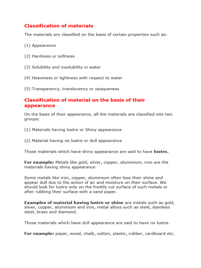 Classification of Materials | PDF | Water | Oxygen
