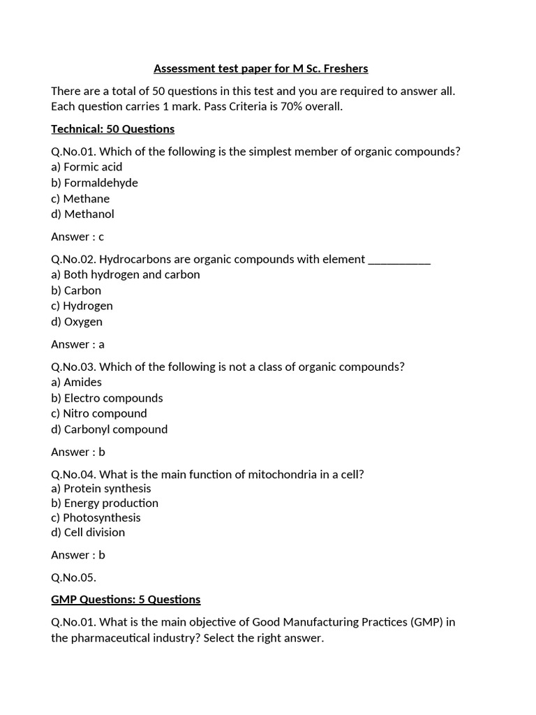 Assessment Question Paper B.SC | PDF | Pharmaceutical Industry | Medicine