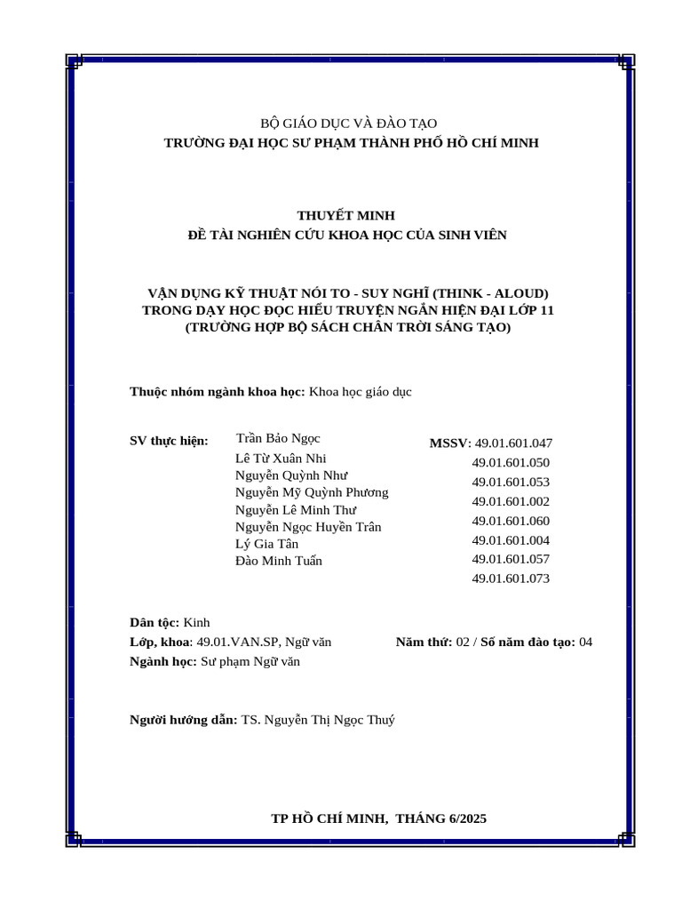 (PPNCKH&SPUD) Nhóm 4 - Thuyết Minh Cuối Học Phần f1 | PDF