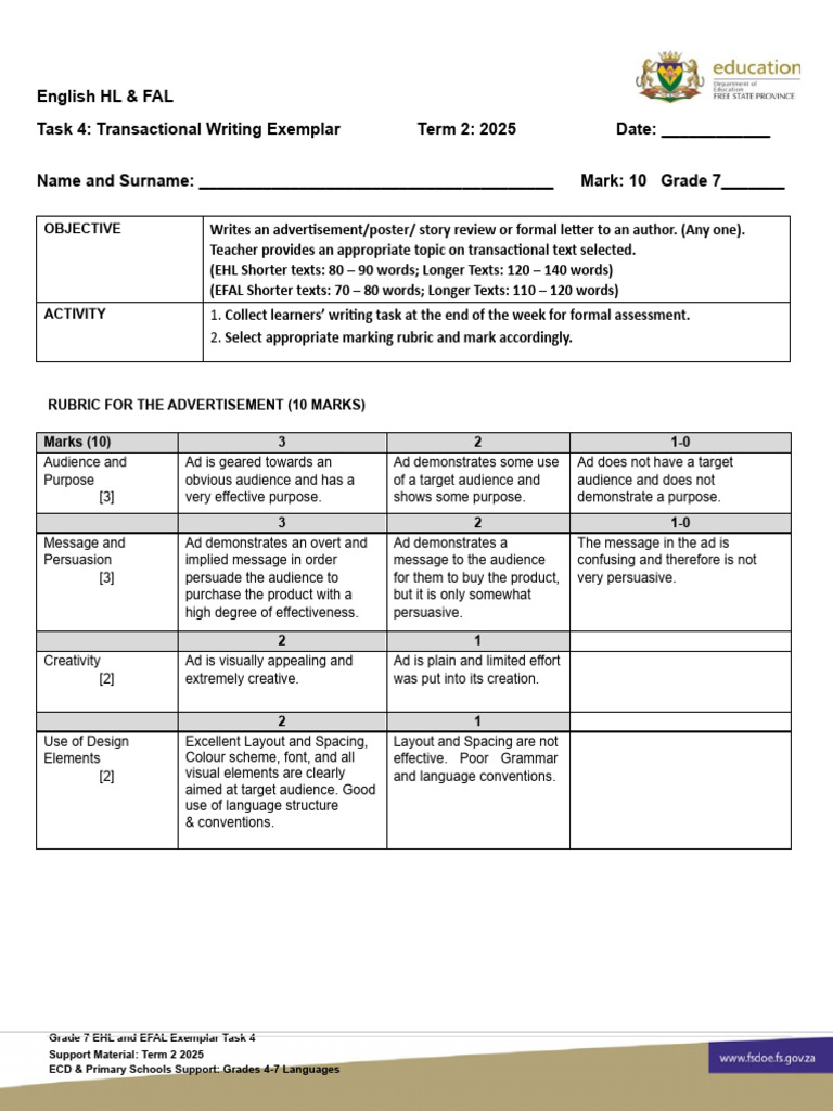 Grade 7 Transactional Writing Guide | PDF | Human Communication ...