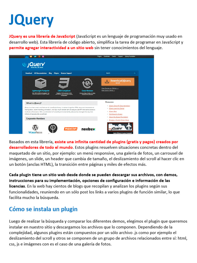 Qué Es JQuery y Cómo Implementarlo | PDF | HTML | J Query