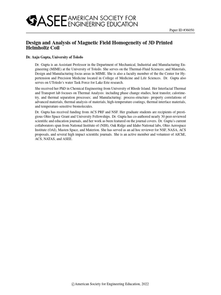 Design and Analysis of Magnetic Field Homogeneity of 3d Printed ...