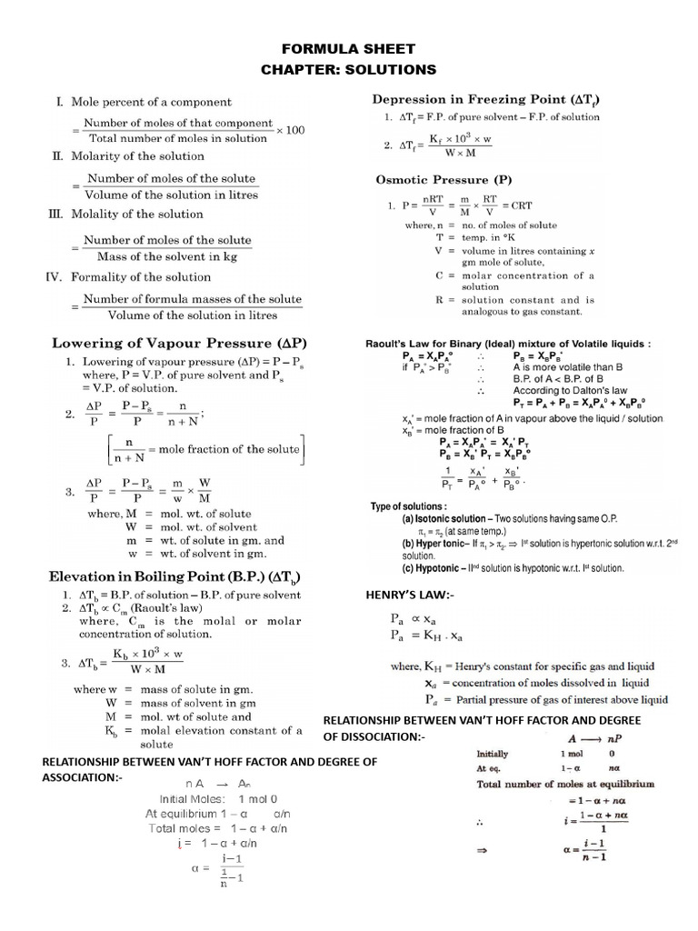 Formula Sheet | PDF