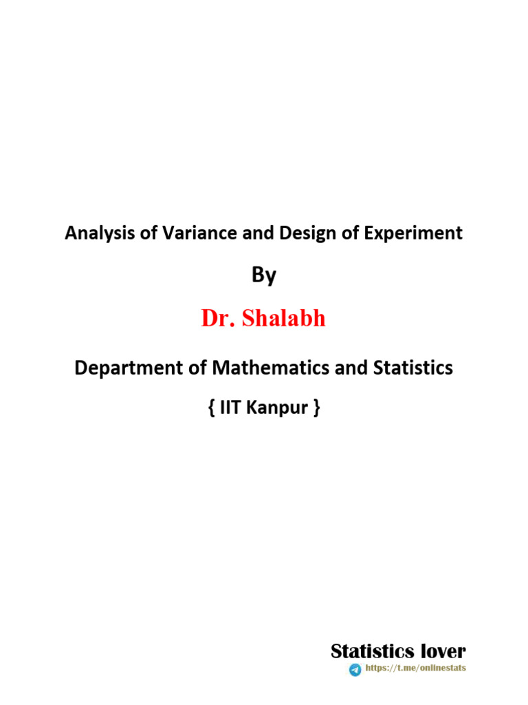 Analysis of Variance and Design of Experiment 1 by DR Shalabh | PDF | Variance | Matrix ...