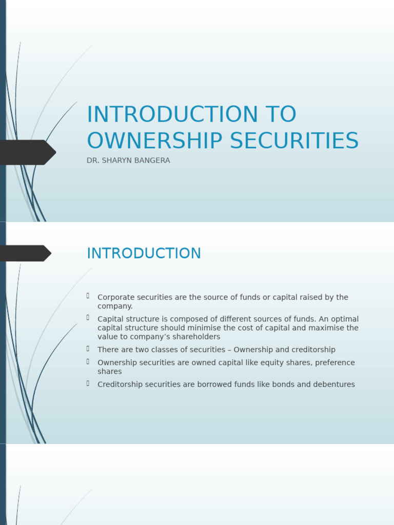Introduction To Ownership Securities | PDF | Bonds (Finance ...
