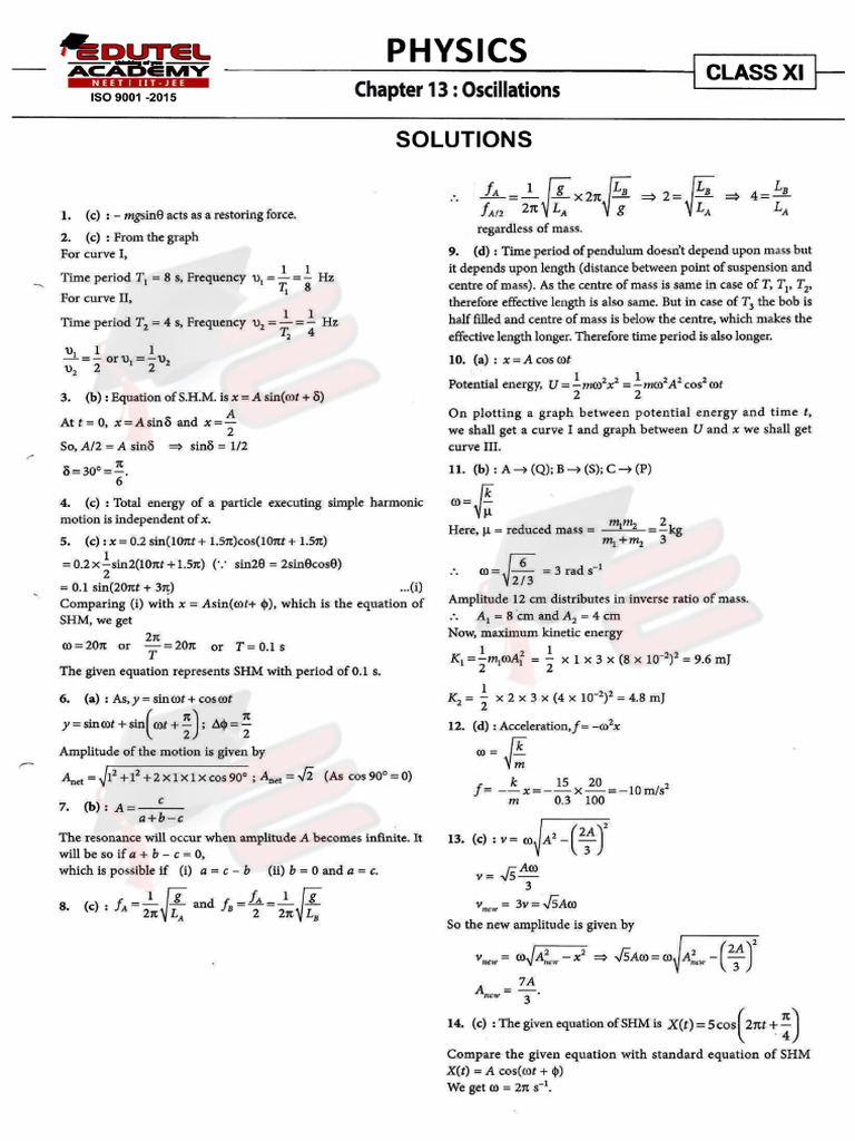 13.OSCILLATIONS | PDF