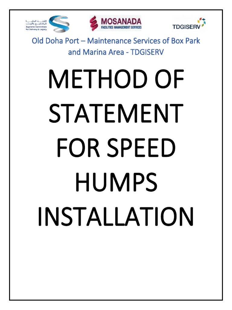 08 Method of Statement - Speed Humps | PDF | Road | Traffic