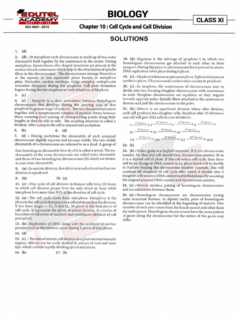 10.cell Cycle and Cell Division - 001 | PDF