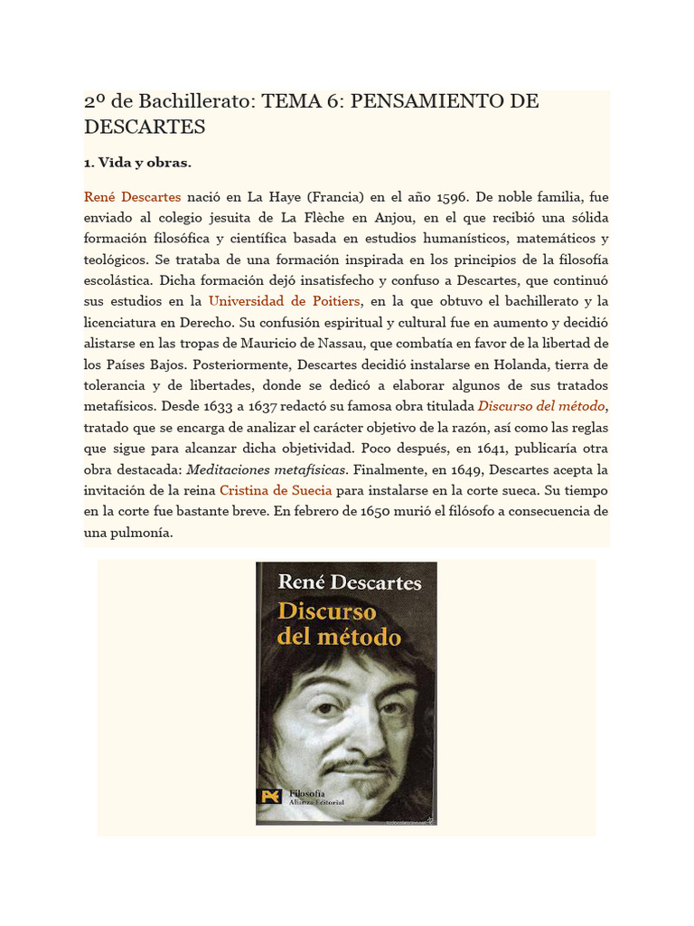 Filosofía de Descartes: Racionalismo y Método | PDF | René Descartes ...
