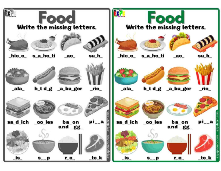 Food Vocabulary Worksheet | PDF
