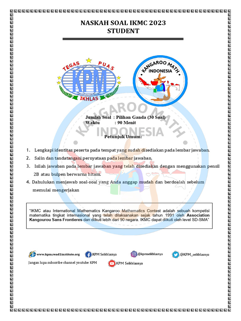 Contoh Soal IKMC 2023 Kelas 11-12 (Student) | PDF