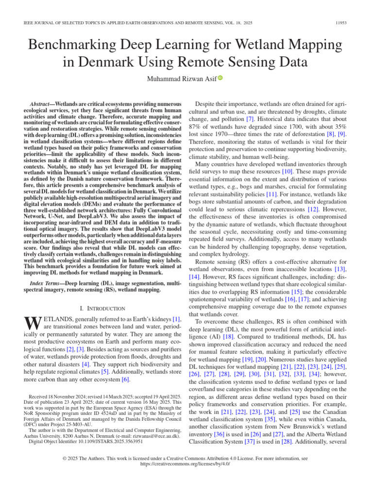 Benchmarking Deep Learning For Wetland Mapping in Denmark Using Remote Sensing Data | PDF ...