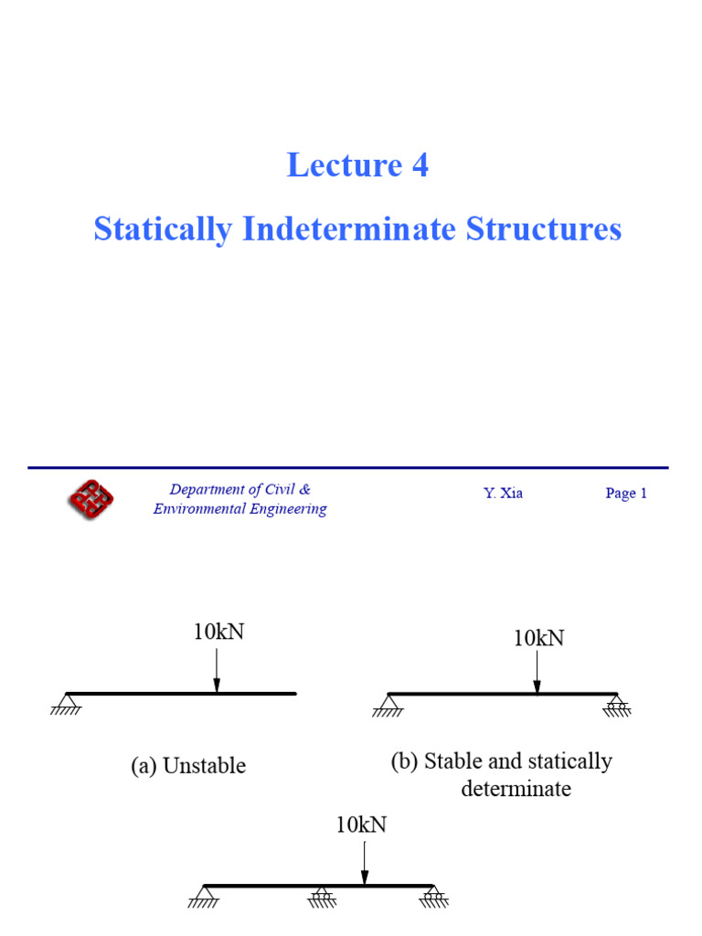 Lecture 4 Statically Indeterminate Structures | PDF | Classical ...