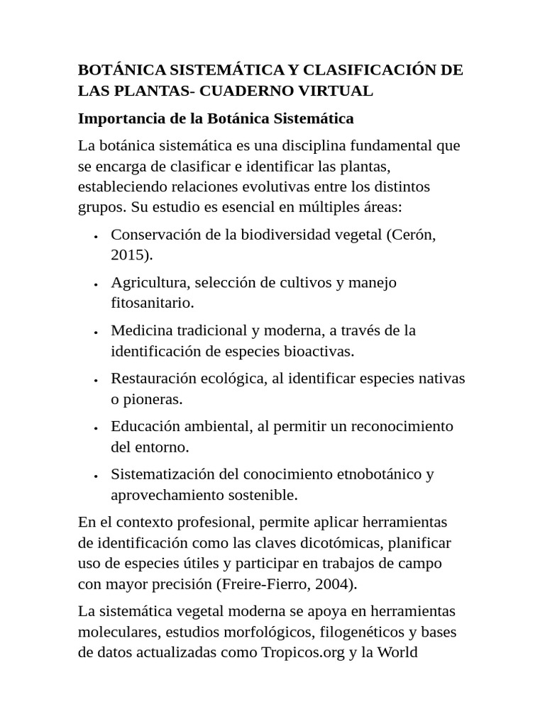 Botánica Sistemática y Clasificación de Las Plantas | PDF | Plantas ...