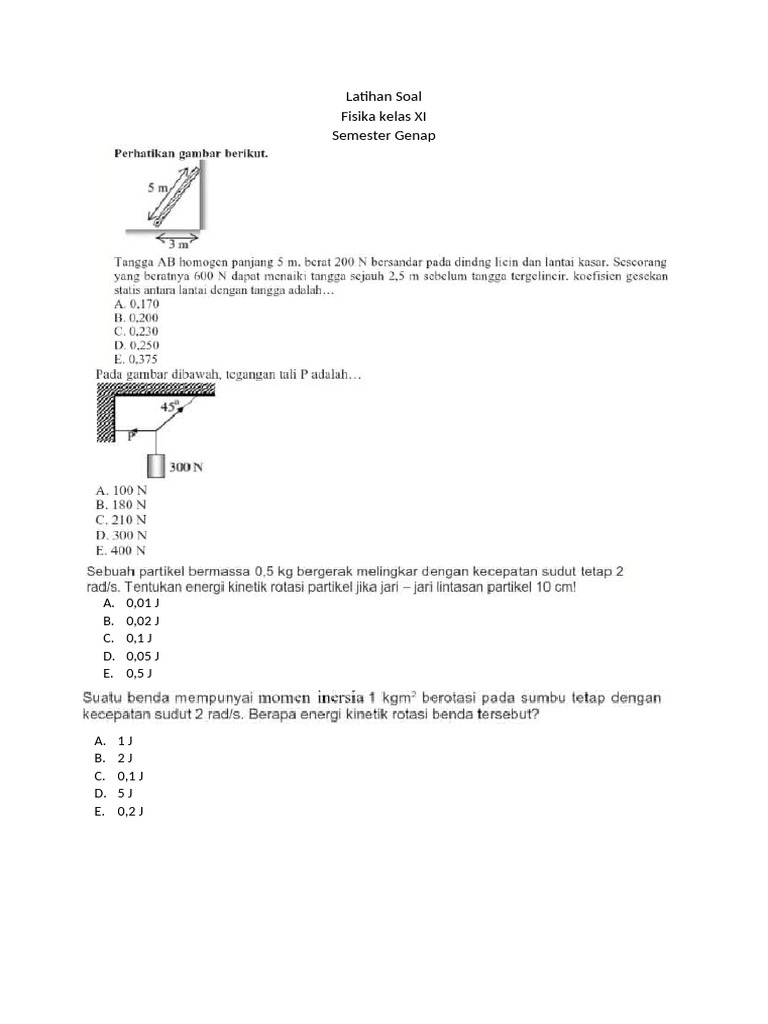 Latihan Soal FISIKA KELAS 11 (BENDA TEGAR) | PDF