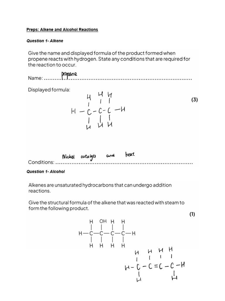 Alcohol to Alkene Reactions | PDF
