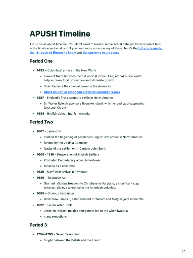 APUSH Timeline | PDF