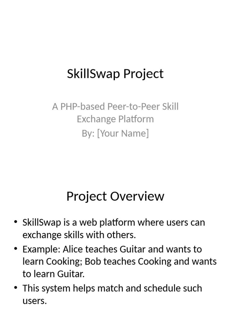 SkillSwap Project Presentation | PDF
