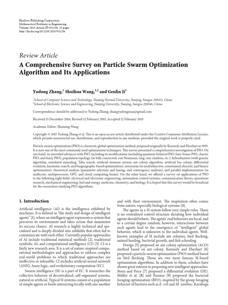 A Comprehensive Survey on Particle Swarm Optimizat | PDF | Artificial Intelligence ...