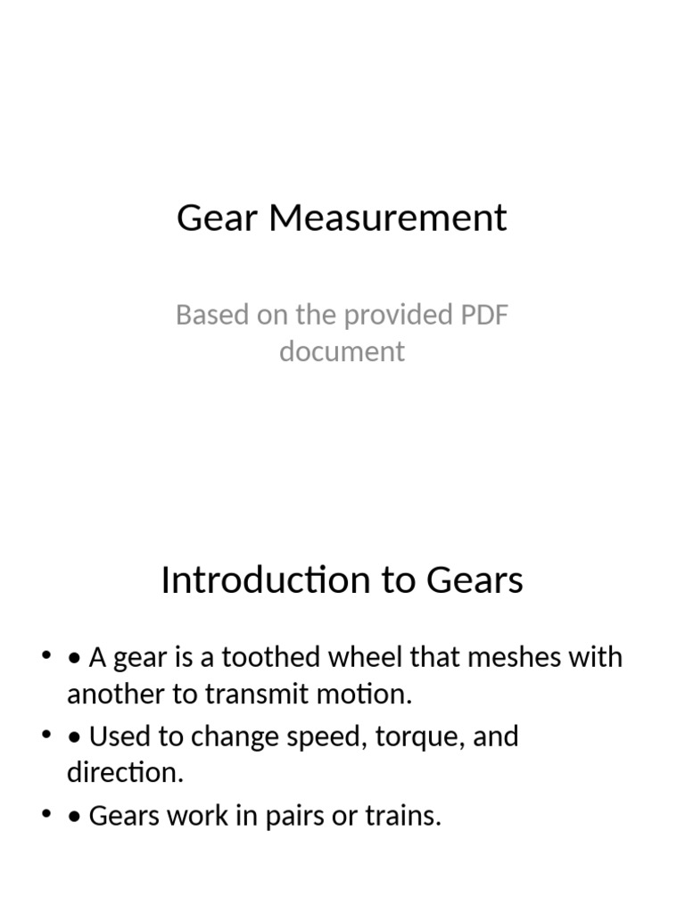 Gear Measurement Presentation | PDF