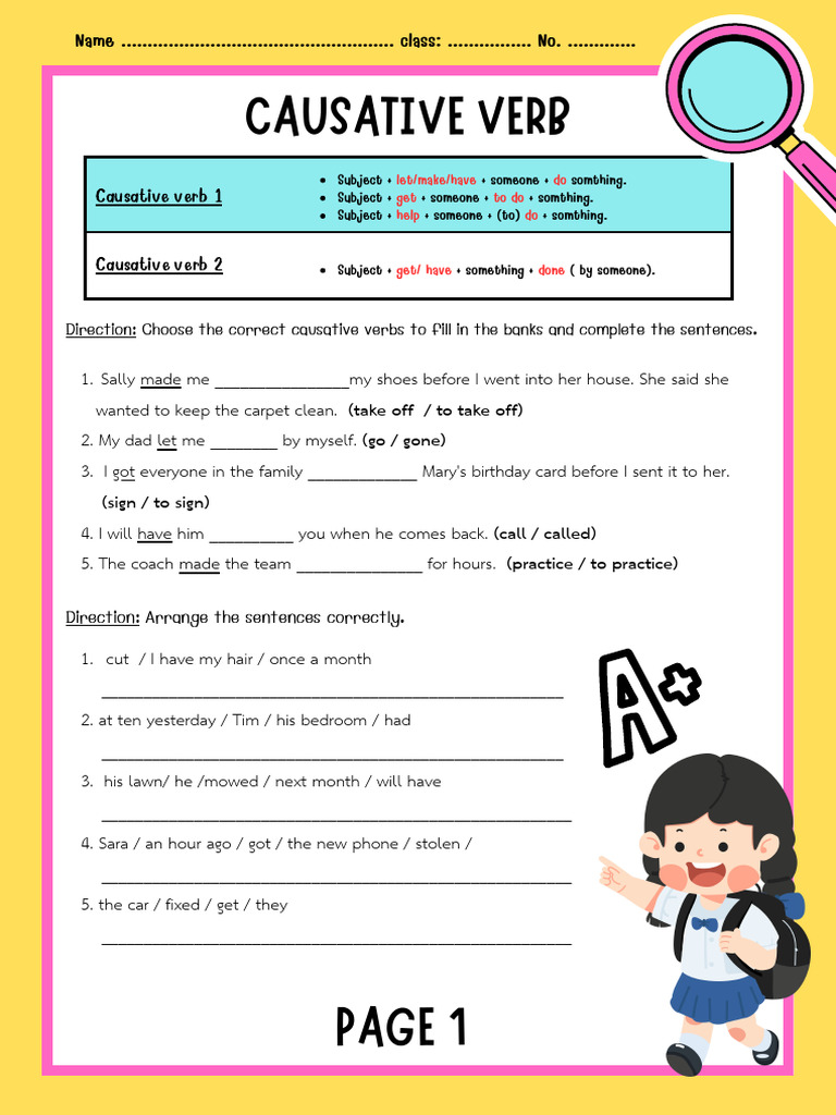 Causative Verb Worksheet | PDF | Syntax | Linguistics