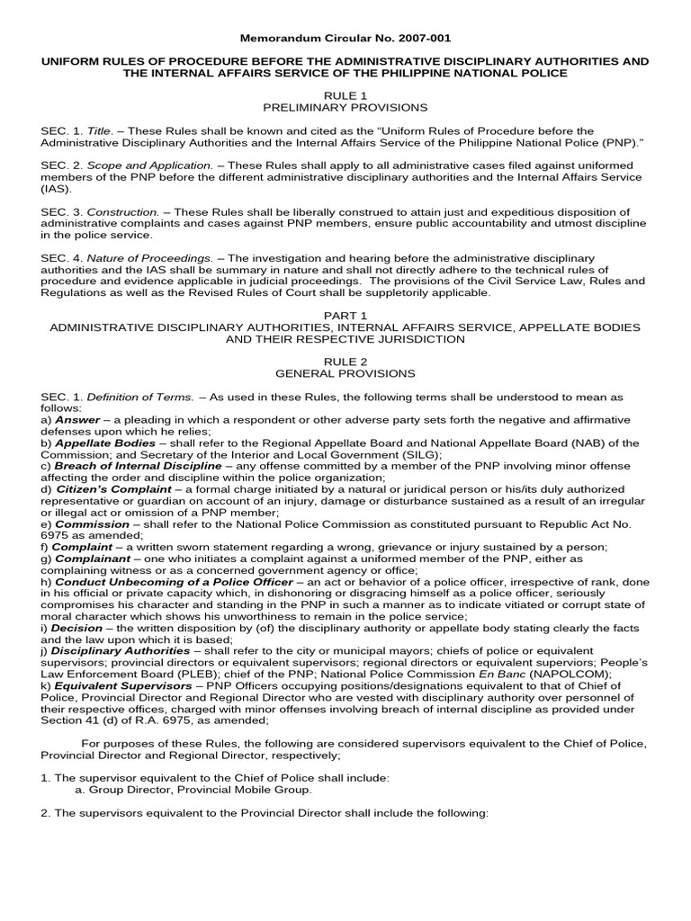 PNP Administrative Disciplinary Rules | PDF | Subpoena Duces Tecum ...