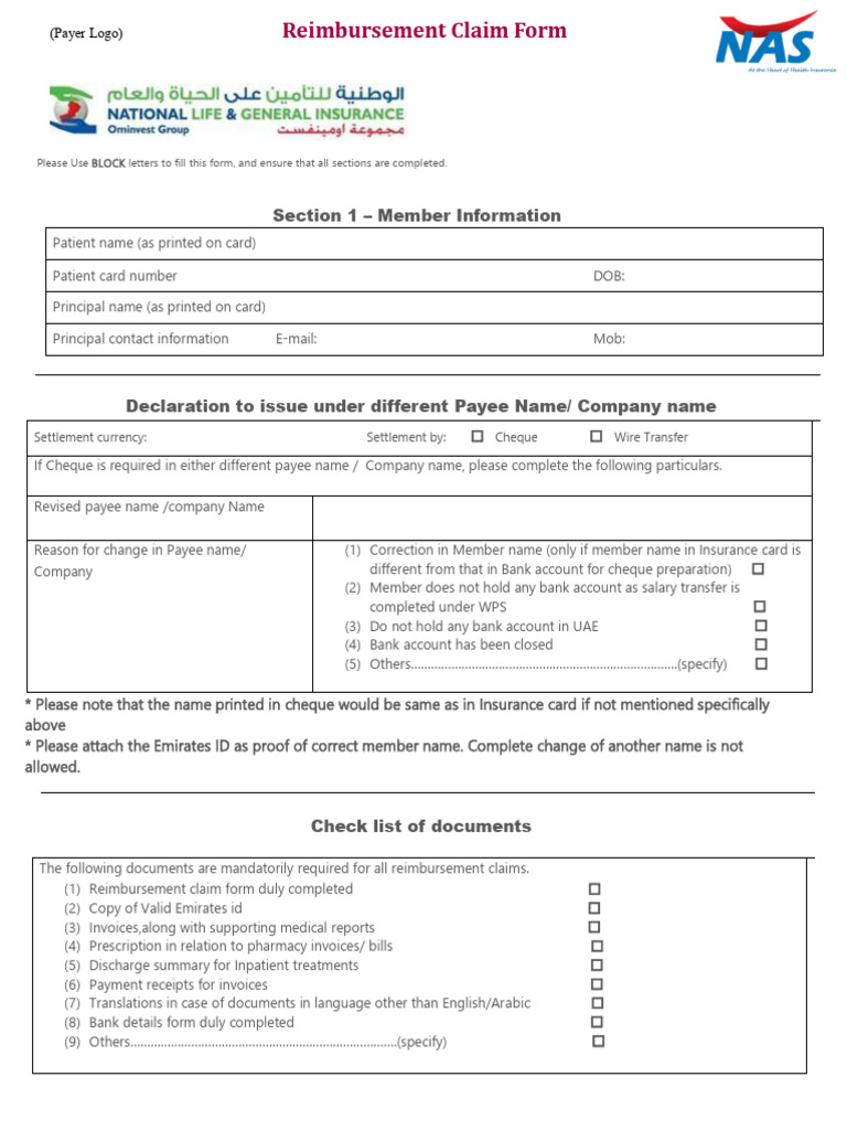 NAS Claim Form | PDF
