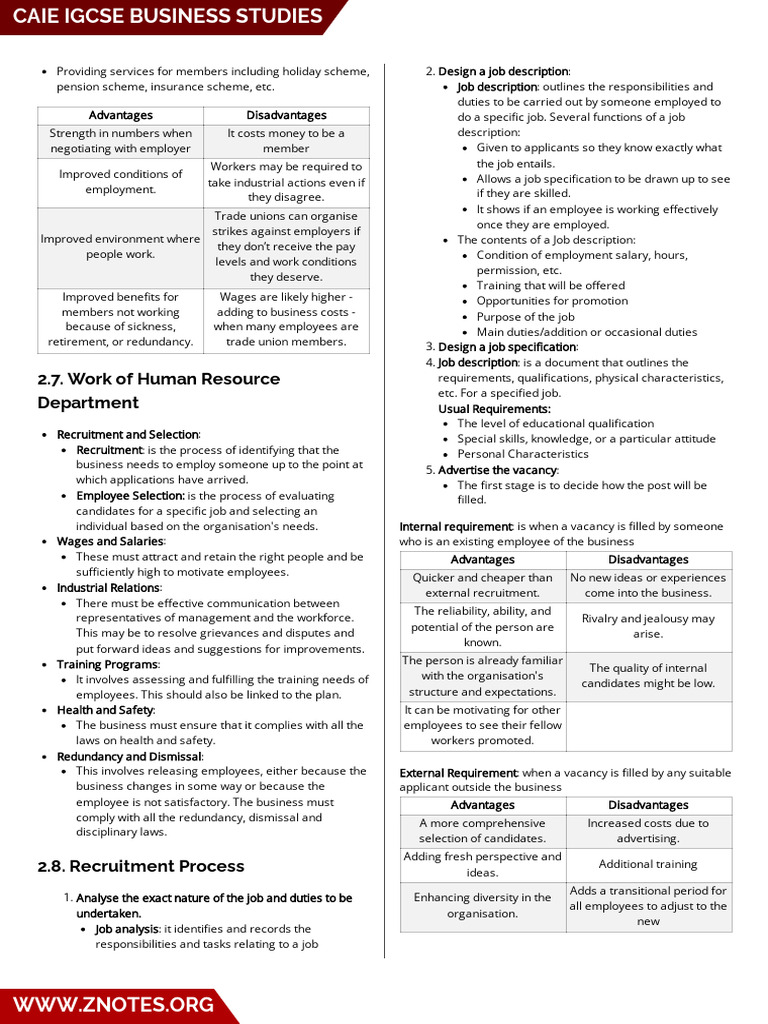 Caie Igcse Business Studies 0450 Theory v1 | PDF | Employment | Recruitment
