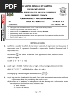 Basic Mathematics f4 Mock, 2025 | PDF