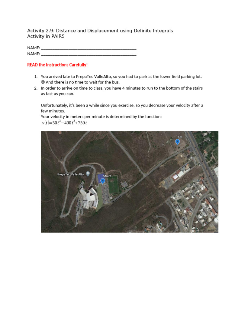 Activity Distance Vs Displacement (Googlr Earth) | PDF
