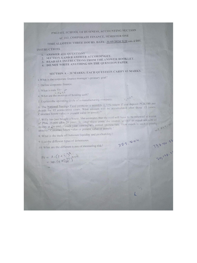 AC313 - 2024 Sem1 Exam | PDF