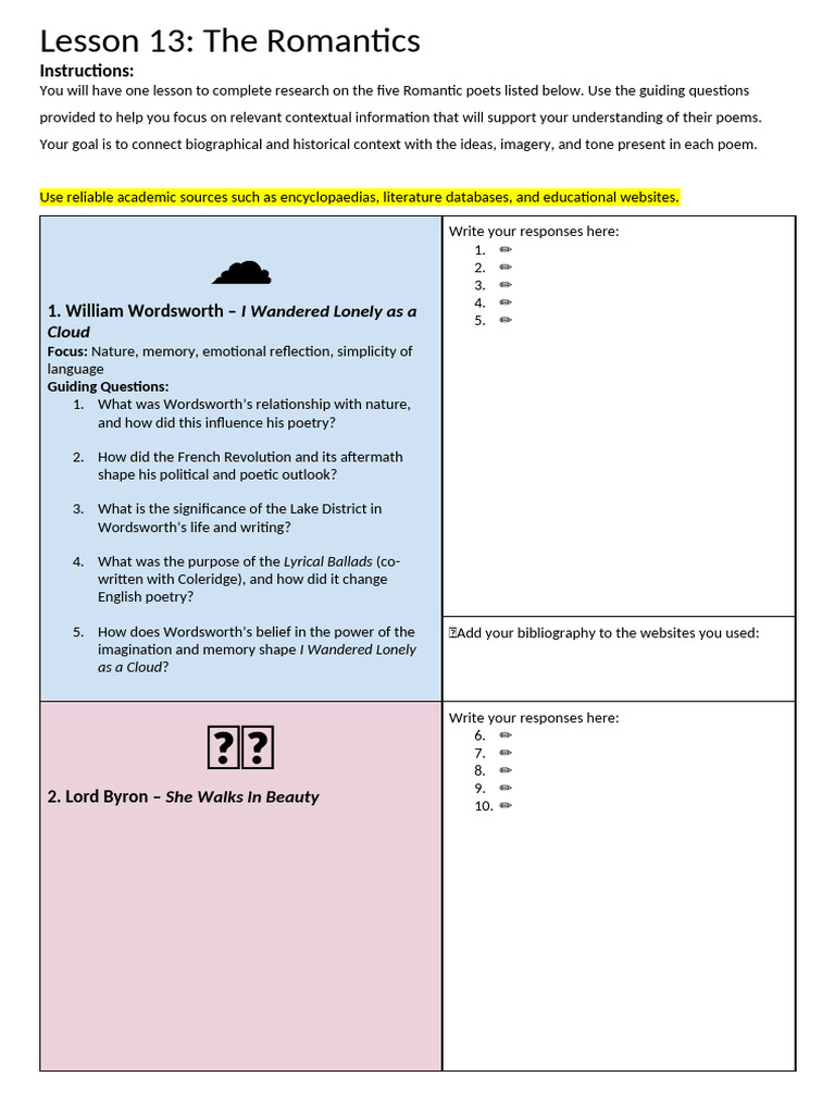 Lesson 13 The Romantics | PDF | Romanticism | John Keats