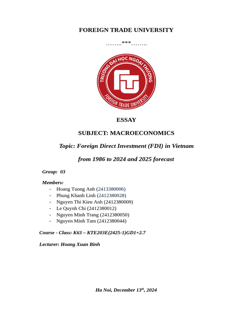FDI in Vietnam: Trends and Forecasts 2025 | PDF | Foreign Direct ...