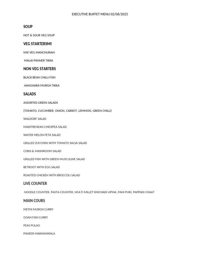 Buffet Menu 14 | PDF