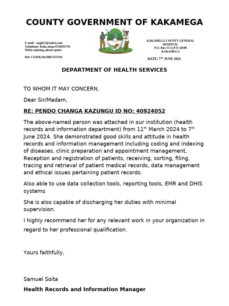 Recommendation Letters KMTC Mar June 2024 | PDF | Medical Record ...